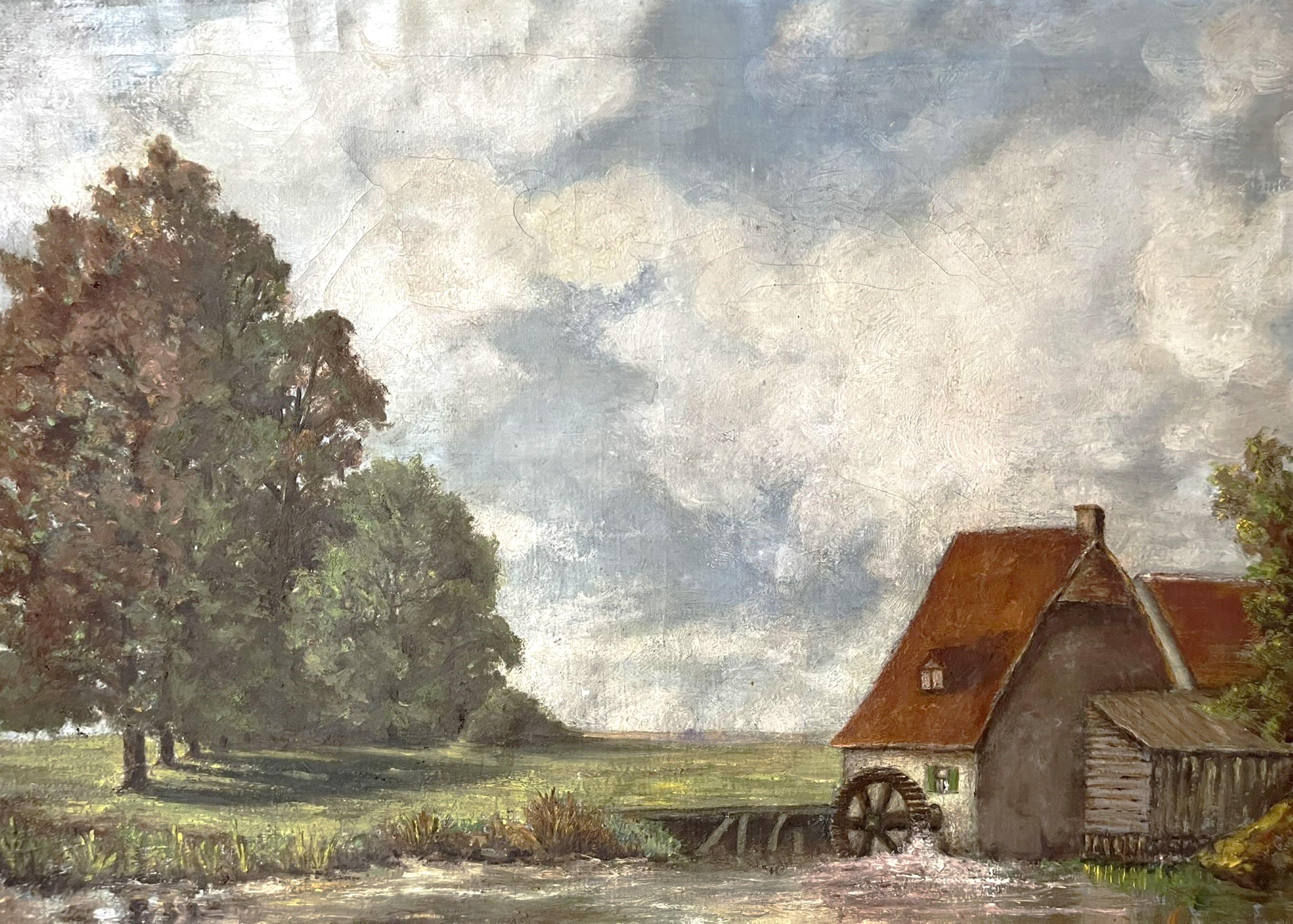 Landscape With Water Mill and River - Vintage Painting - the Forties - Etsy