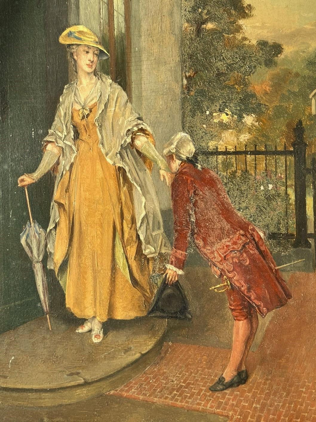 Antique Painting, Gallant Scene at the Doorstep, Signed and Dated, With ...