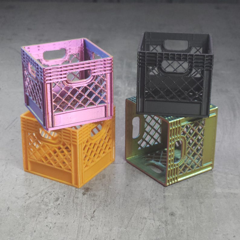 Mini Milk Crate 3D Print STL File: Stackable Office Organizer (digital ...