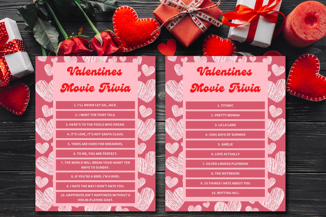 Valentines Movie Quotes Printable, Valentines Party, Fun Holiday Games ...