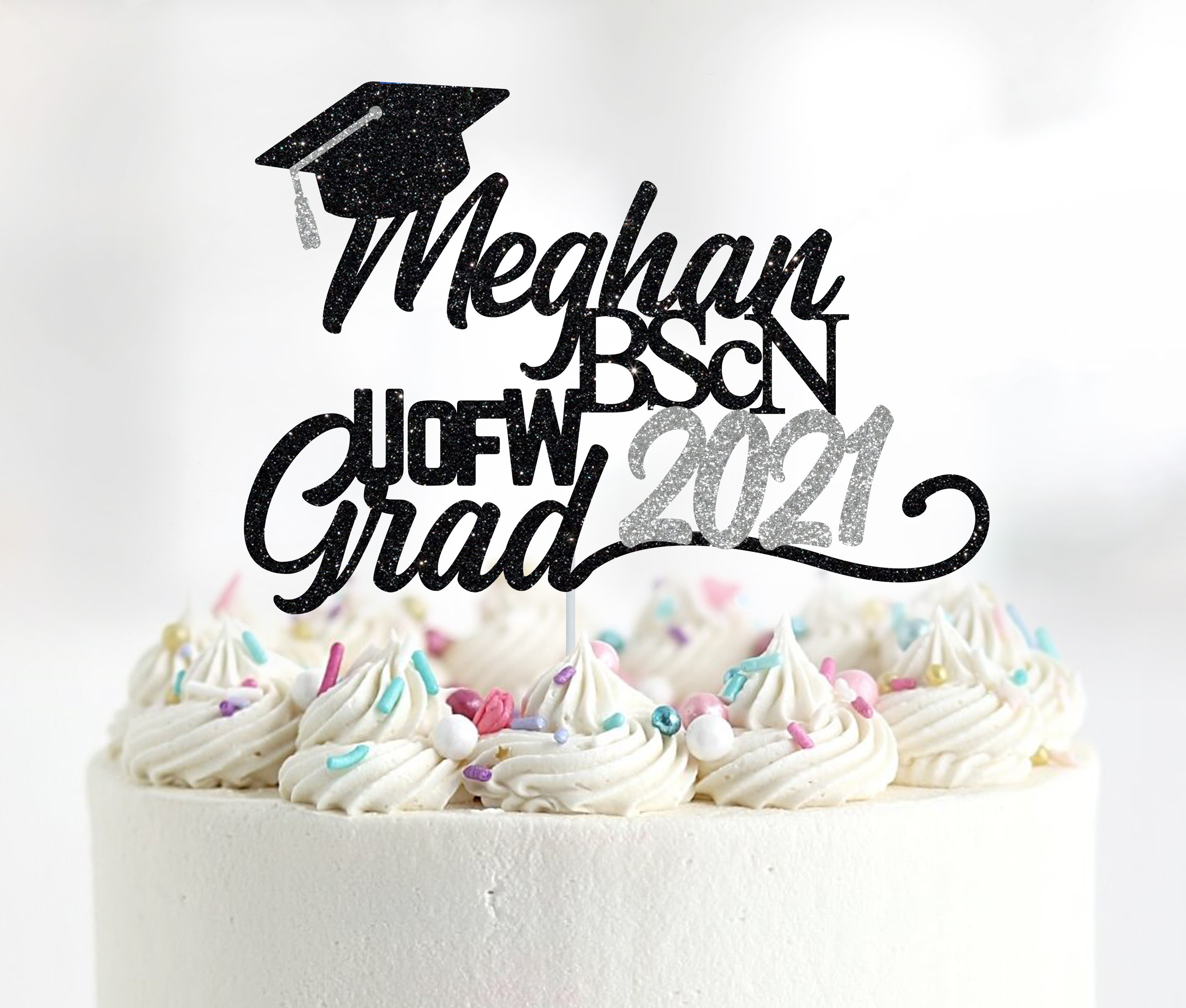 Custom Grad Cake Topper Custom Degree Cake Topper Class of | Etsy