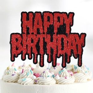 Dripping Blood Happy Birthday Cake Topper, Halloween Birthday Cake ...