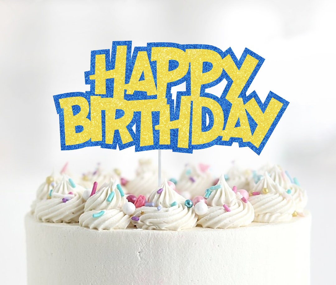 Glitter Happy Birthday Cake Topper, Boys Birthday Party - Etsy