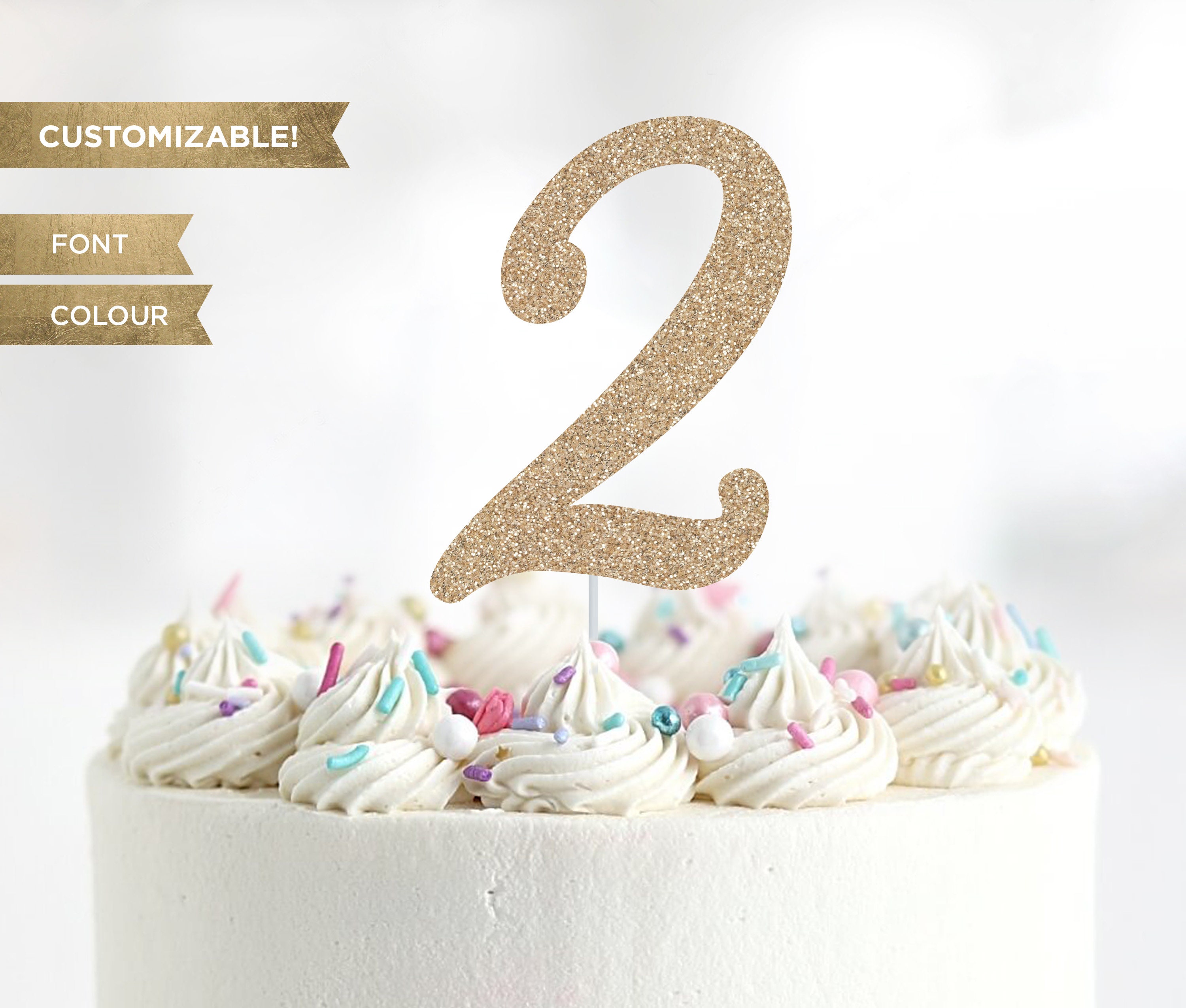 2 Cake Topper Two Cake Topper Age Cake Topper Number Cake | Etsy