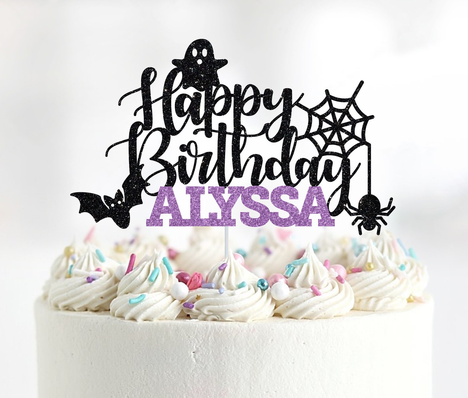 Halloween Birthday Cake Topper Happy Halloween Happy - Etsy