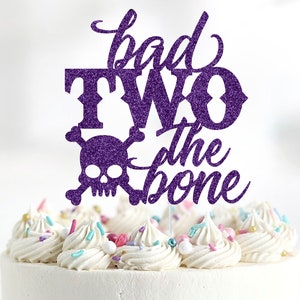 Bad TWO the Bone Cake Topper, Rock 2nd Birthday, Skull Decor - Etsy