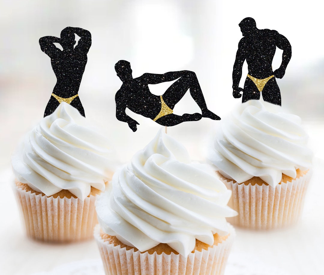 Bachelorette Cupcake Toppers, Male Stripper Cupcake Toppers ...