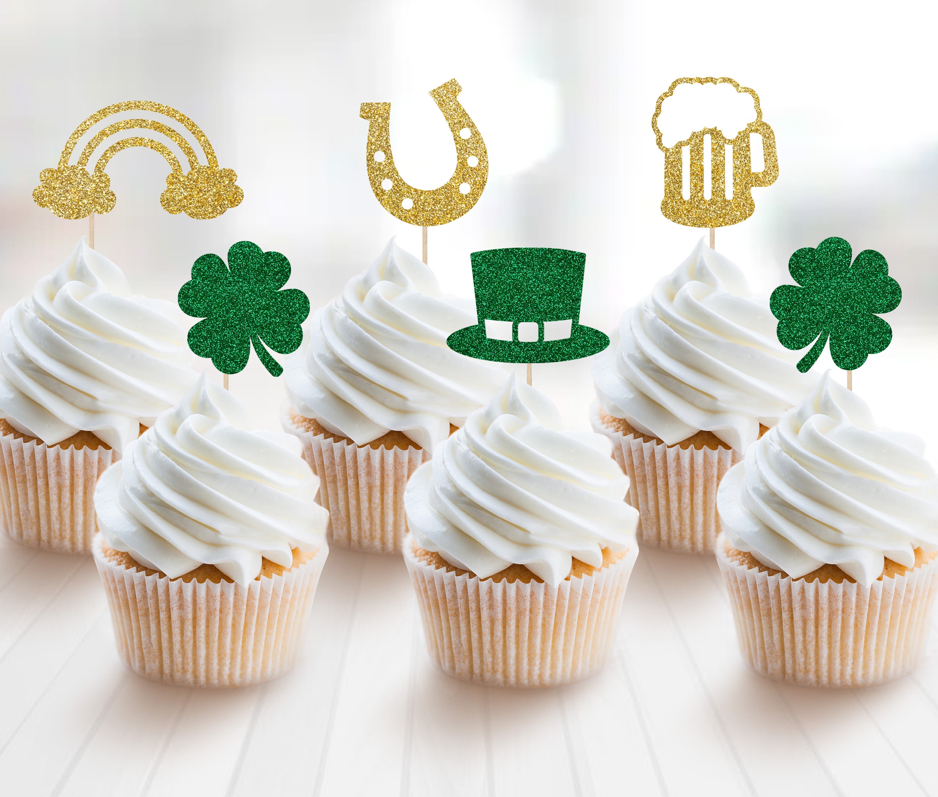 St. Patrick's Day Cupcake Topper Set, St. Paddys Day Cupcake Toppers ...