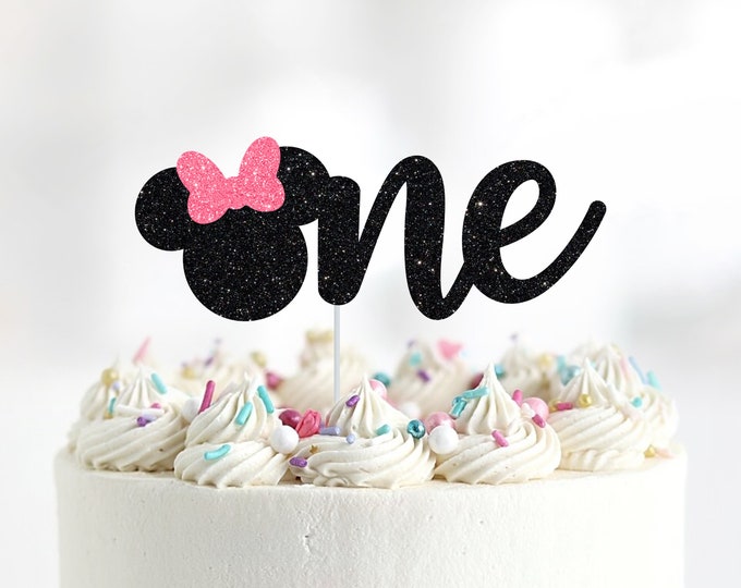 One Minnie Mouse Cake Topper, One Cake Topper, 1st Birthday Minnie ...