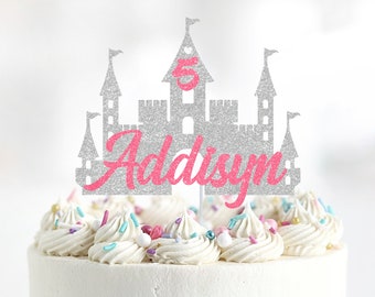ANY AGE & Name Castle Cake Topper Castle Glitter Cake Topper - Etsy