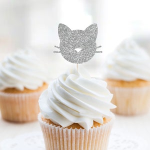 Cat Cupcake Topper, Kitten Cupcake Topper, Black Cat, Halloween Cupcake ...