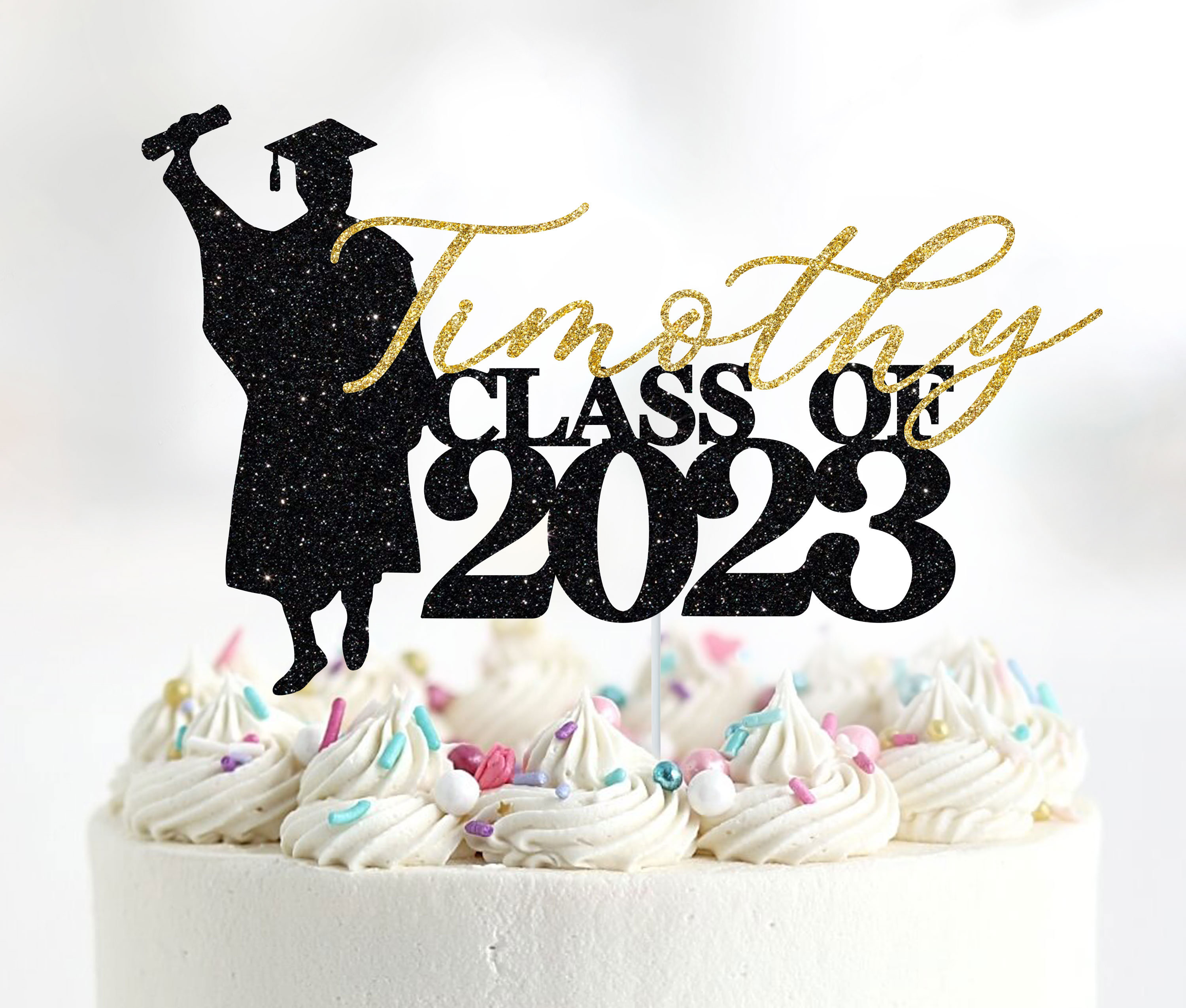 Personalized Glitter Grad Cake Topper, Class of 2024 - Etsy