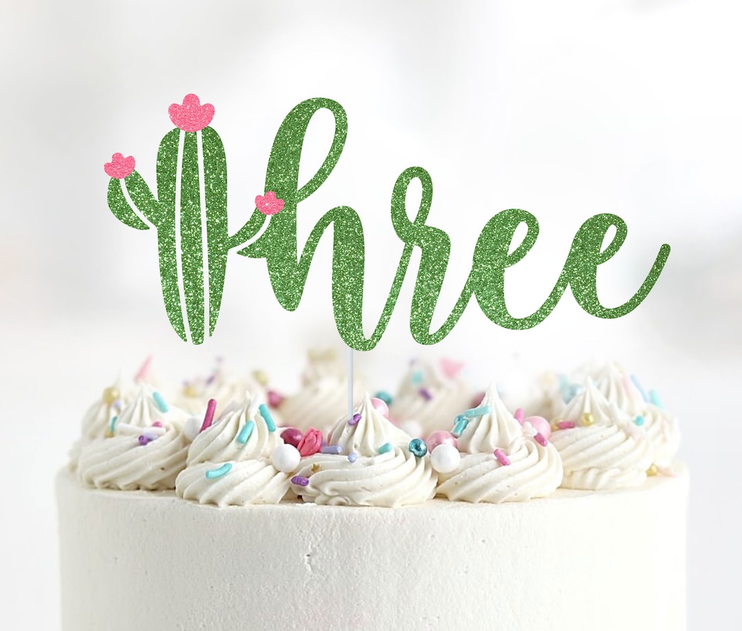 Three Esta Cake Topper, Three Cake Topper, Fiesta, Cactus Cake Topper ...