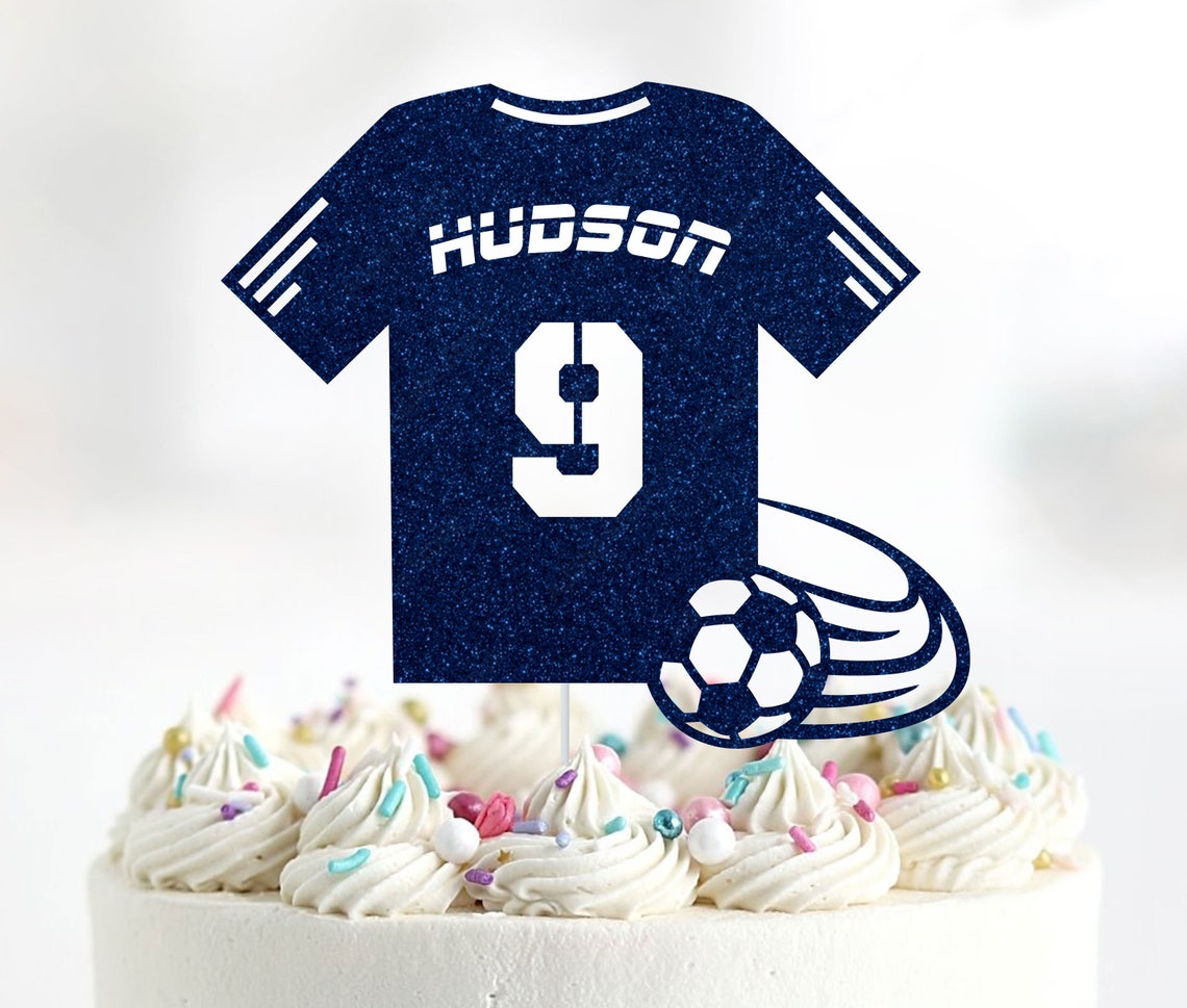 Personalized Soccer Jersey Glitter Cake Topper, Sports Birthday Party ...