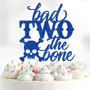 Bad TWO the Bone Cake Topper, Rock Themed 2nd Birthday Cake Topper ...