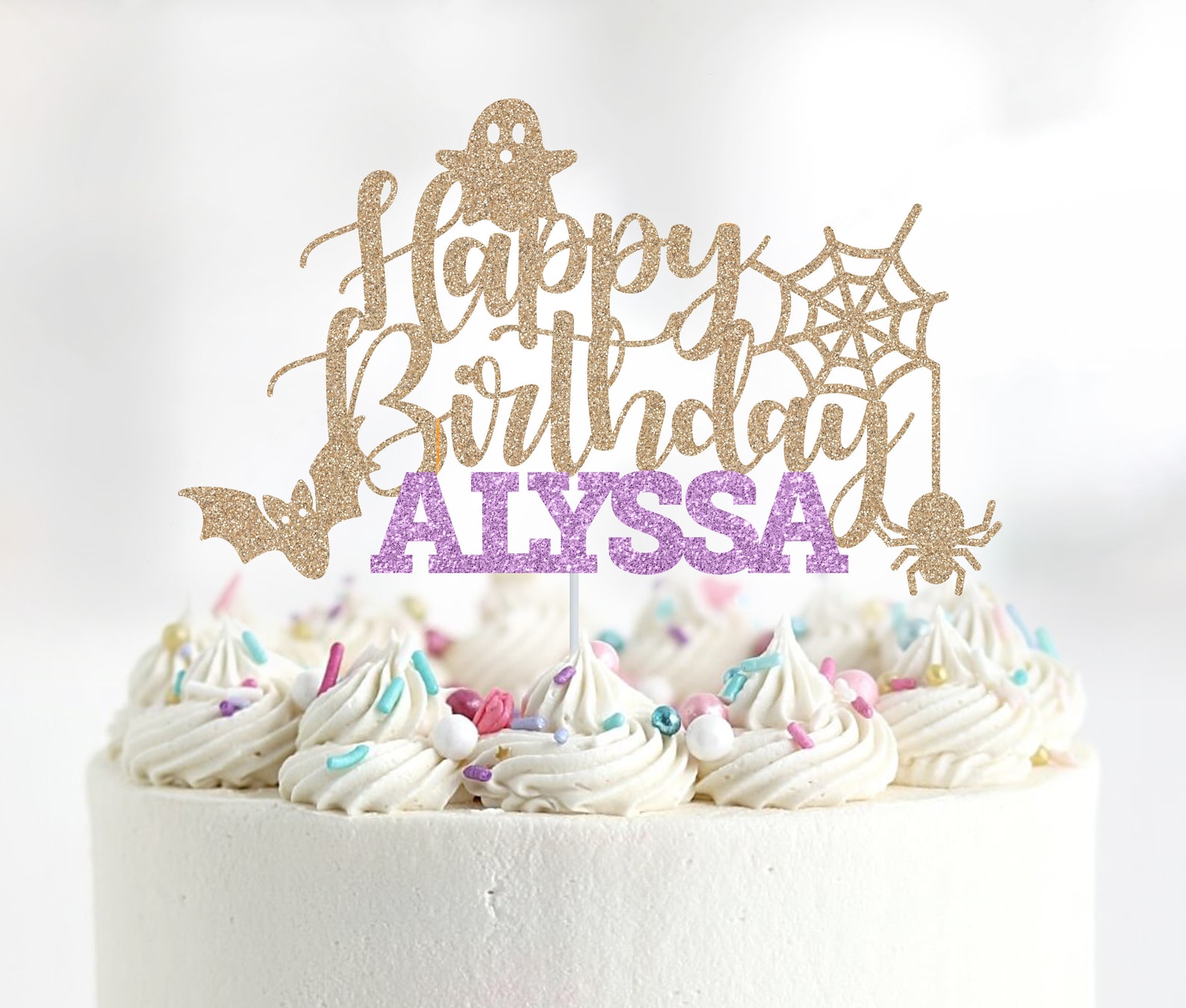 Halloween Birthday Cake Topper Happy Halloween Happy - Etsy