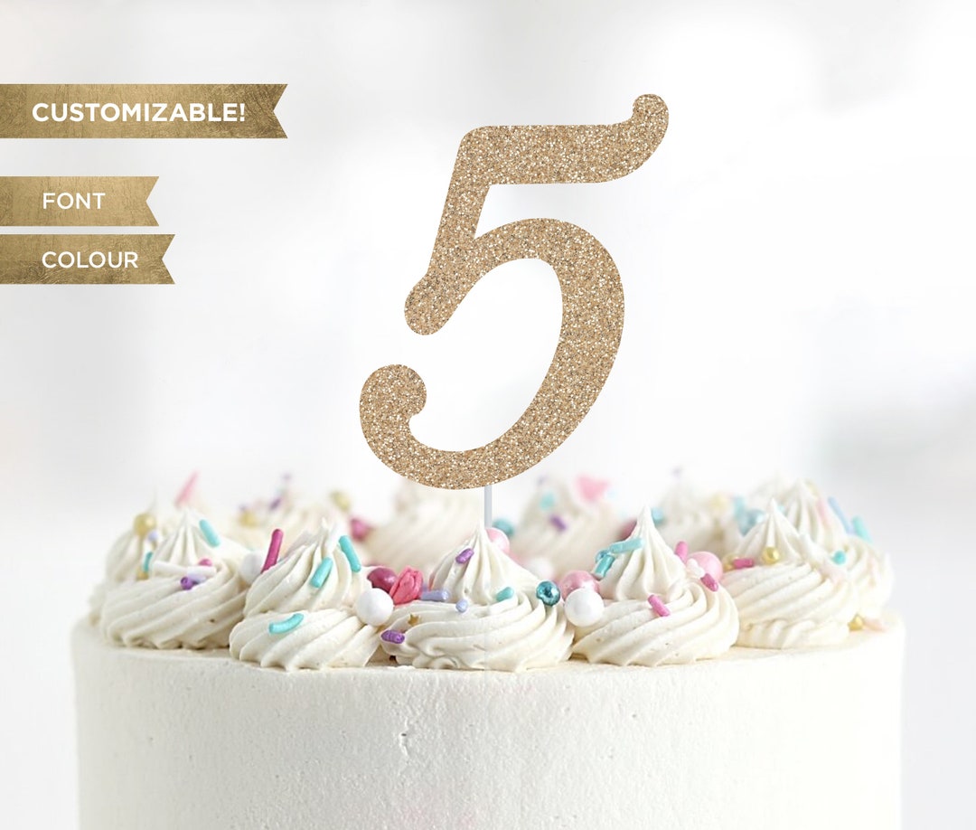 5 Cake Topper, Five Cake Topper, Age Cake Topper, Number Cake Topper ...