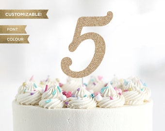 New 5 Gold Rhinestone NUMBER Five 5 Crystal Cake Topper Fifth 5th ...