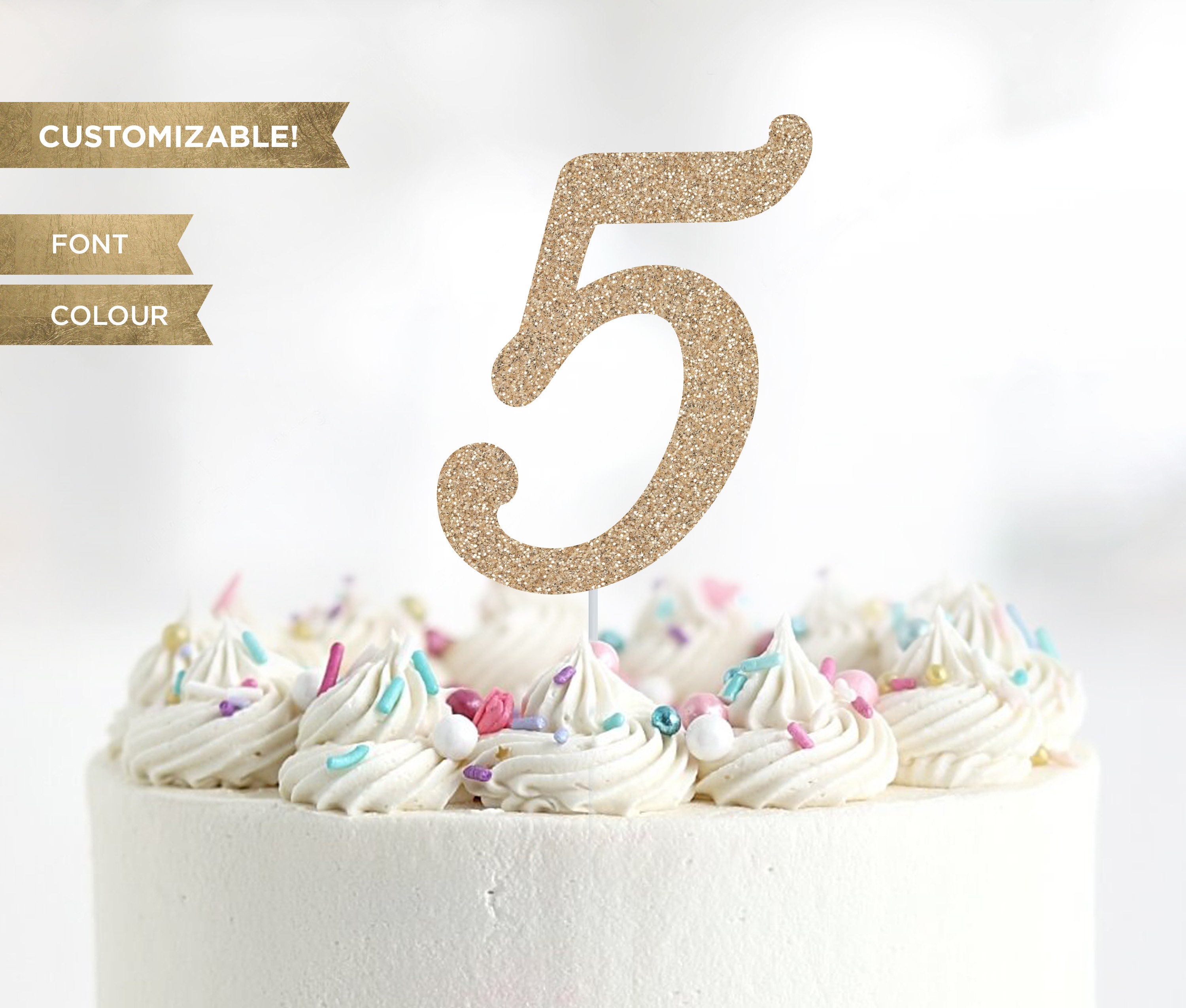 5 Cake Topper, Five Cake Topper, Age Cake Topper, Number Cake Topper ...