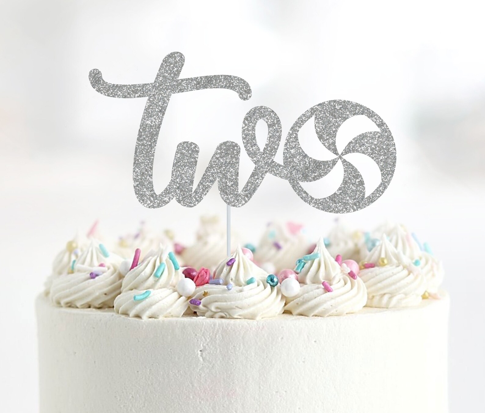 Two Sweet Cake Topper, Red Glitter Candy, 2nd Birthday - Etsy