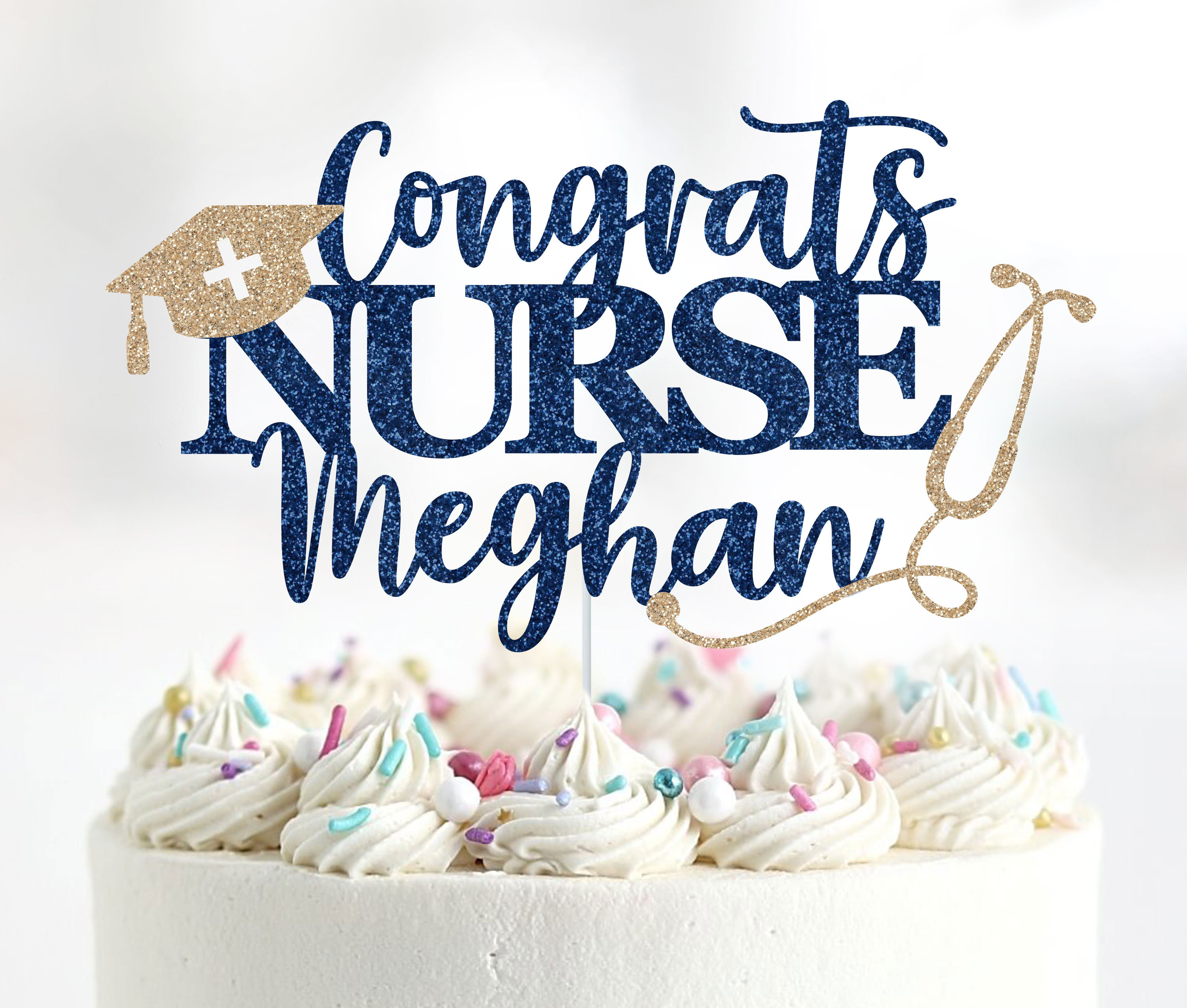 Personalized Nurse Graduation Cake Topper, Glitter Cardstock - Etsy