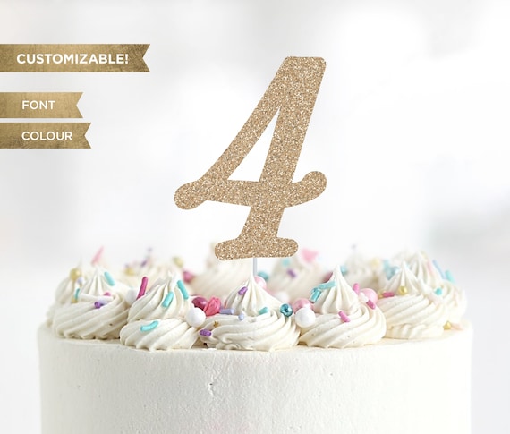 4 Cake Topper Four Cake Topper Age Cake Topper Number Cake | Etsy