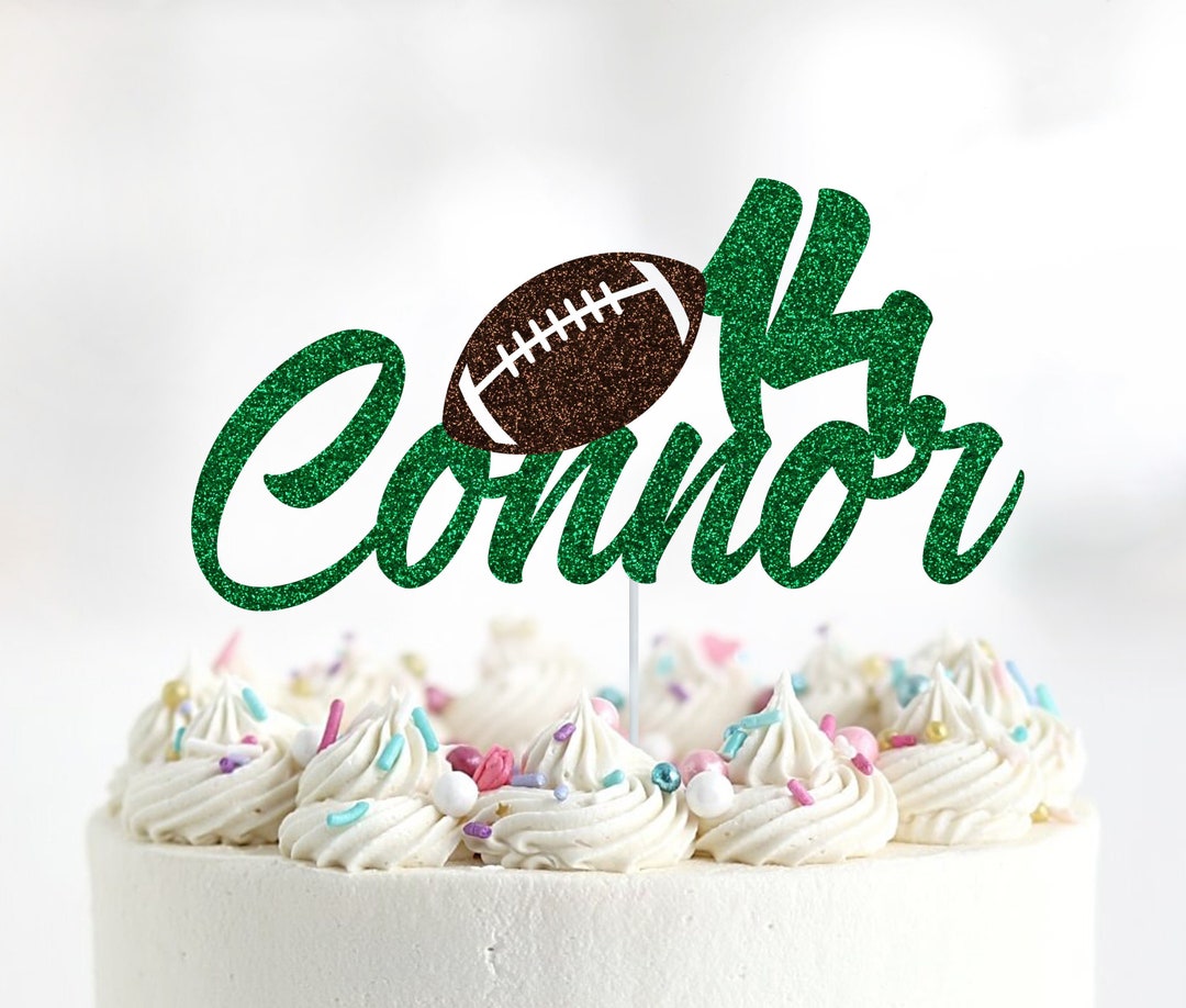 Personalized Glitter Football Cake Topper, Birthday Party Decor - Etsy