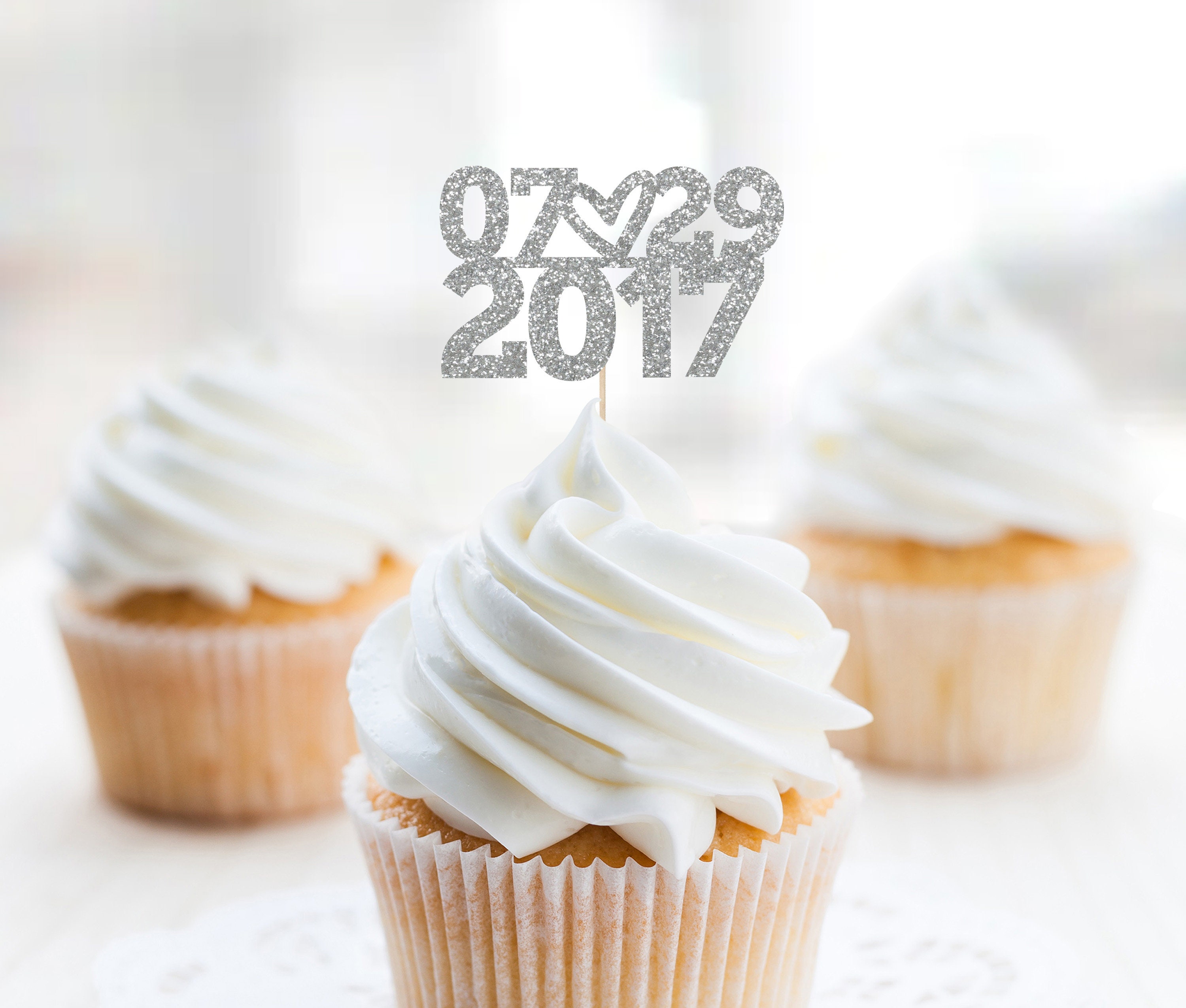 Custom Date Cupcake Topper Anniversary Date Wedding Date | Etsy