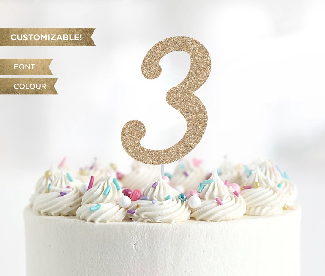 3 Cake Topper, Three Cake Topper, Age Cake Topper, Number Cake Topper ...