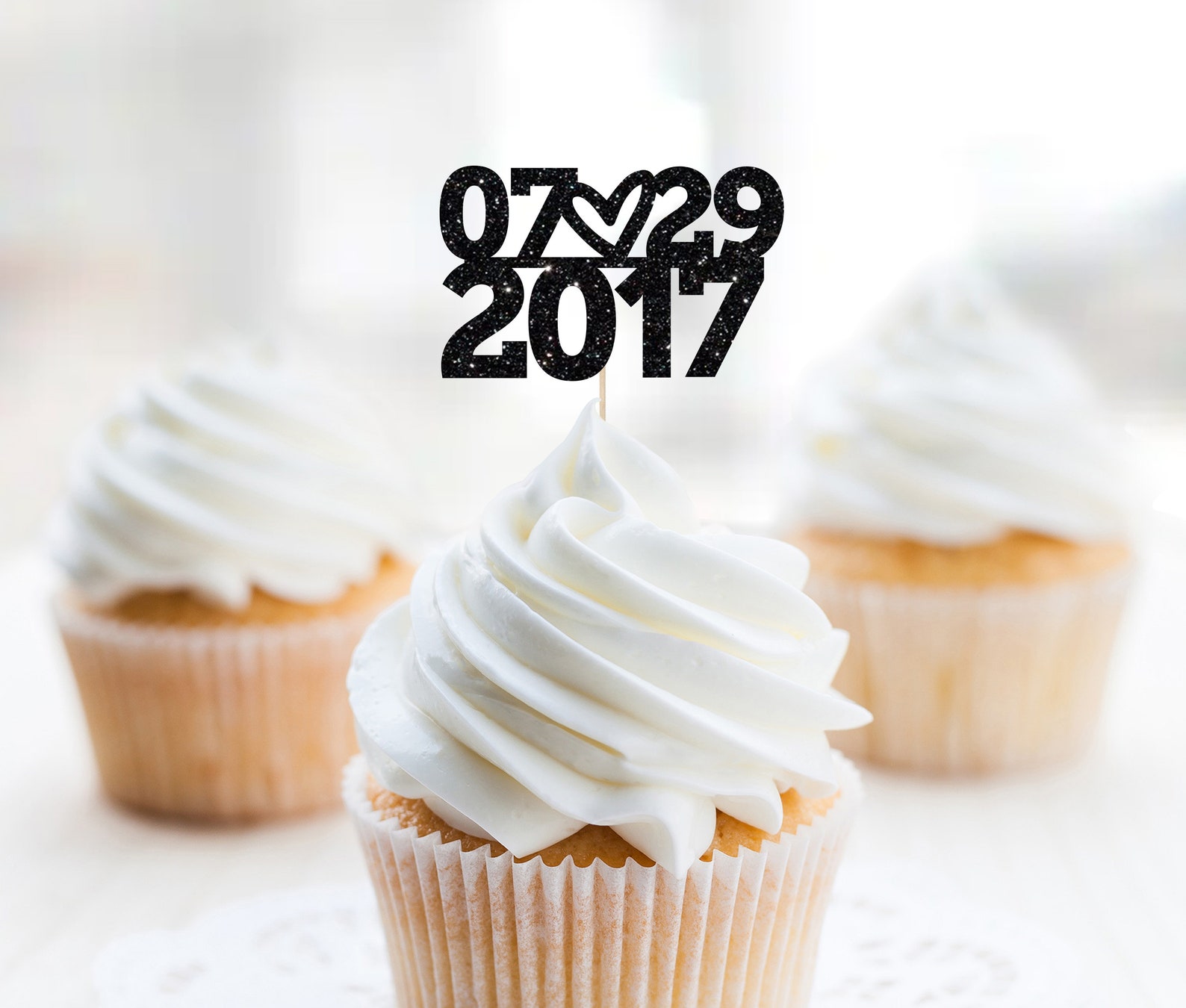 Custom Date Cupcake Topper Anniversary Date Wedding Date | Etsy