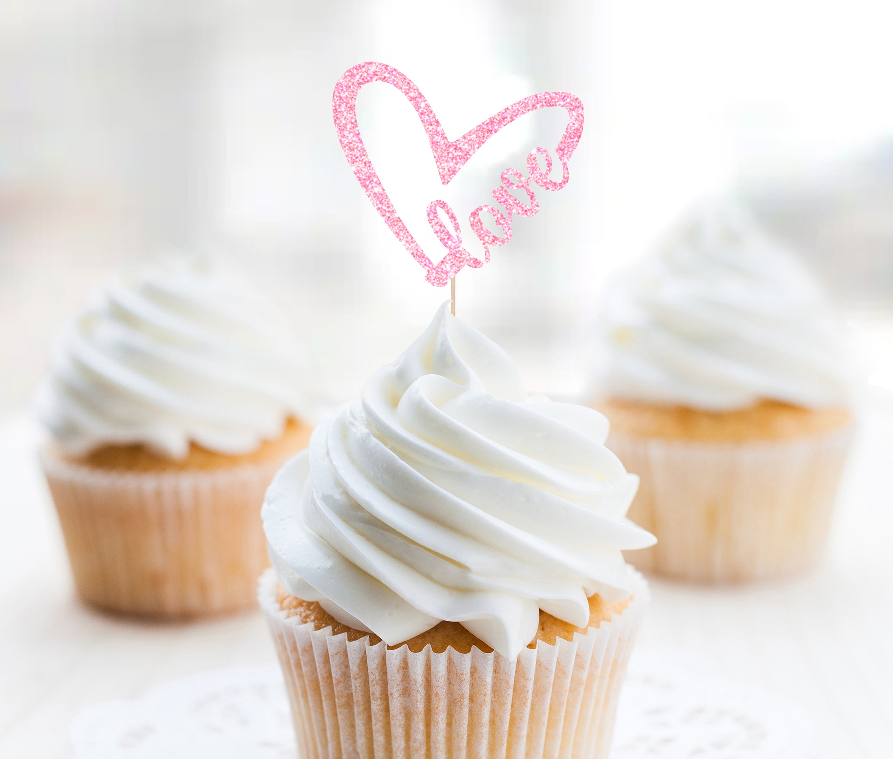 Love Heart Cupcake Topper Wedding Cupcake Topper Love - Etsy