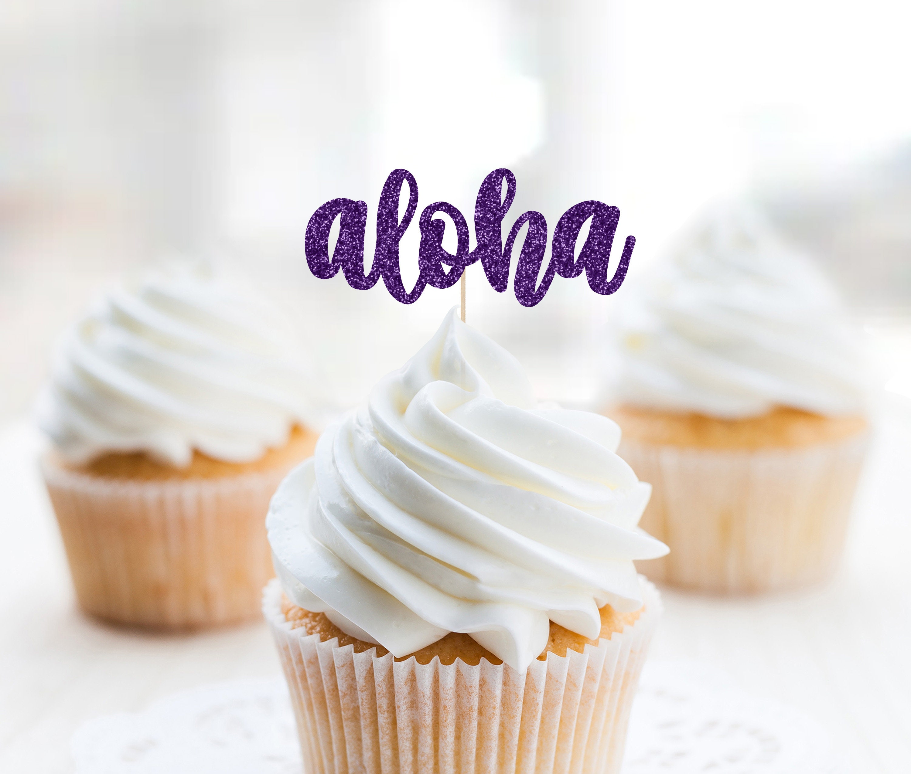 Aloha Cupcake Topper Hawaiian Cupcake Toppers Tropical - Etsy