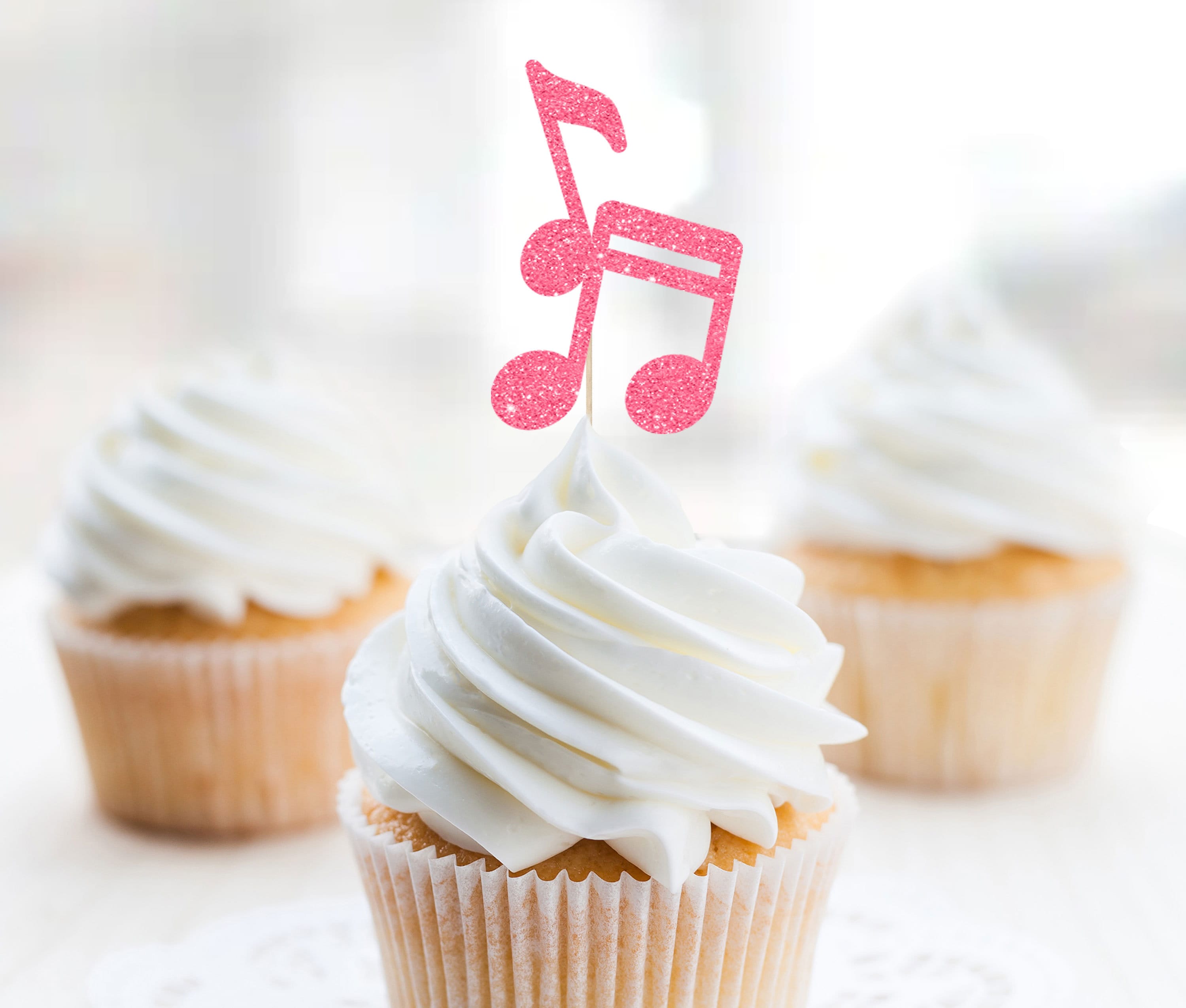 Music Note Cupcake Toppers, Rock and Roll Cupcake Toppers, Music Themed ...