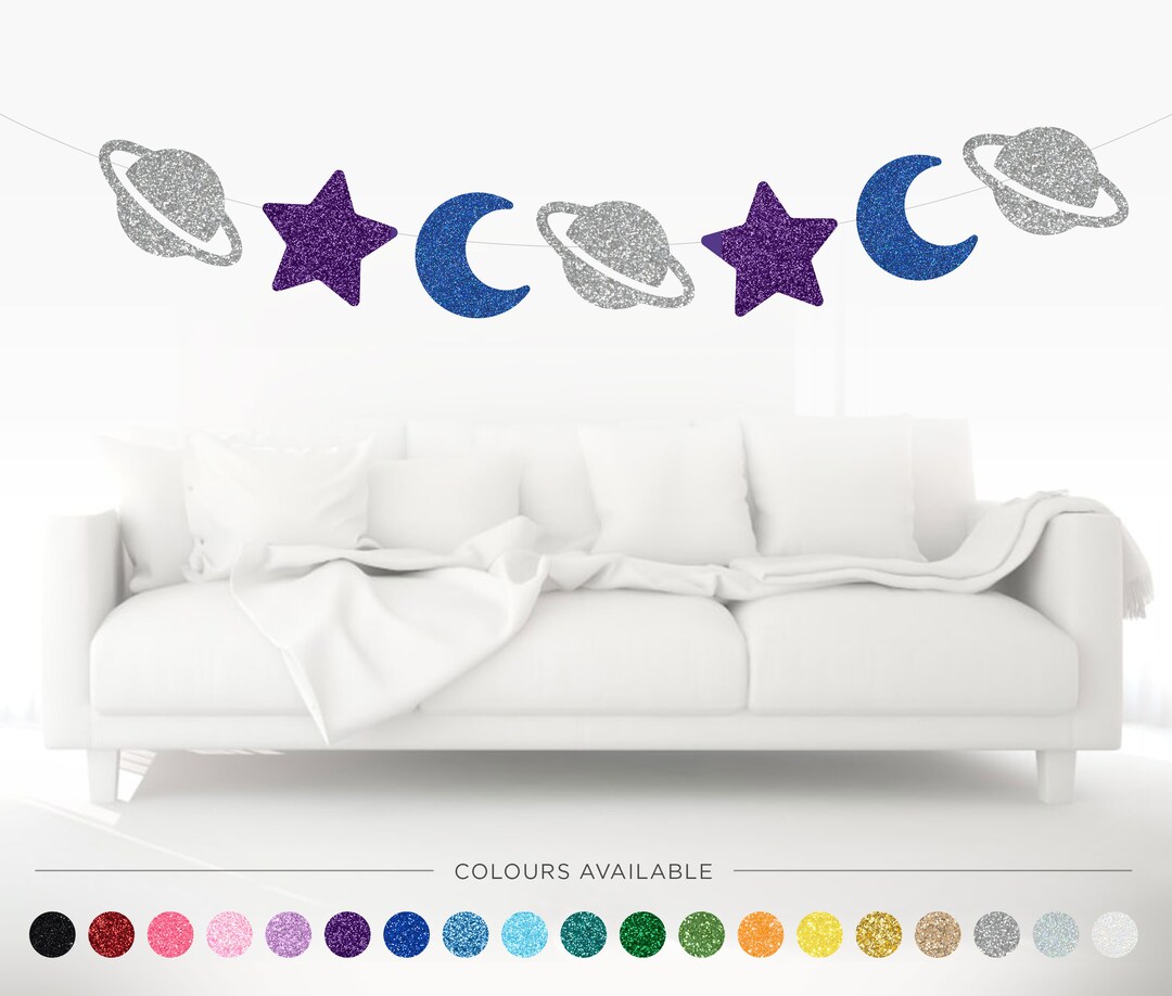 Space Themed Banner Planets and Stars Banner Two the Moon - Etsy