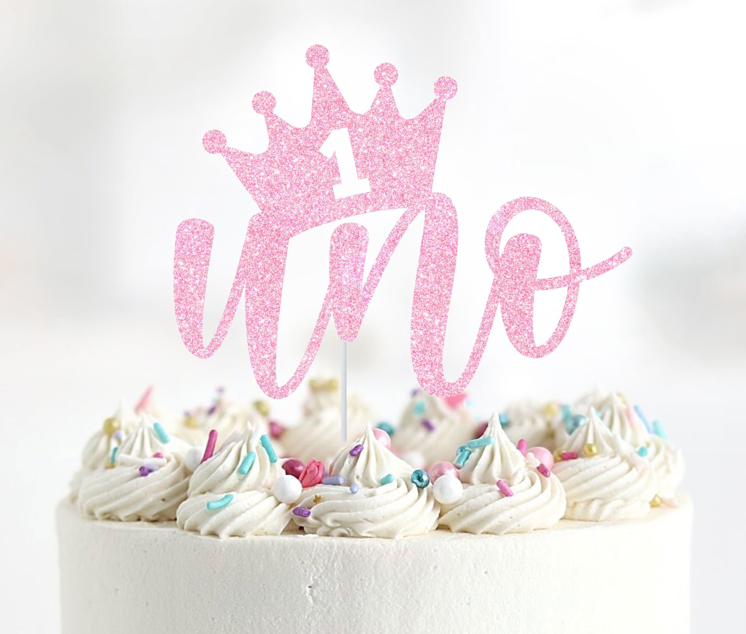 Glitter Uno Cake Topper, Crown, 1st Birthday - Etsy