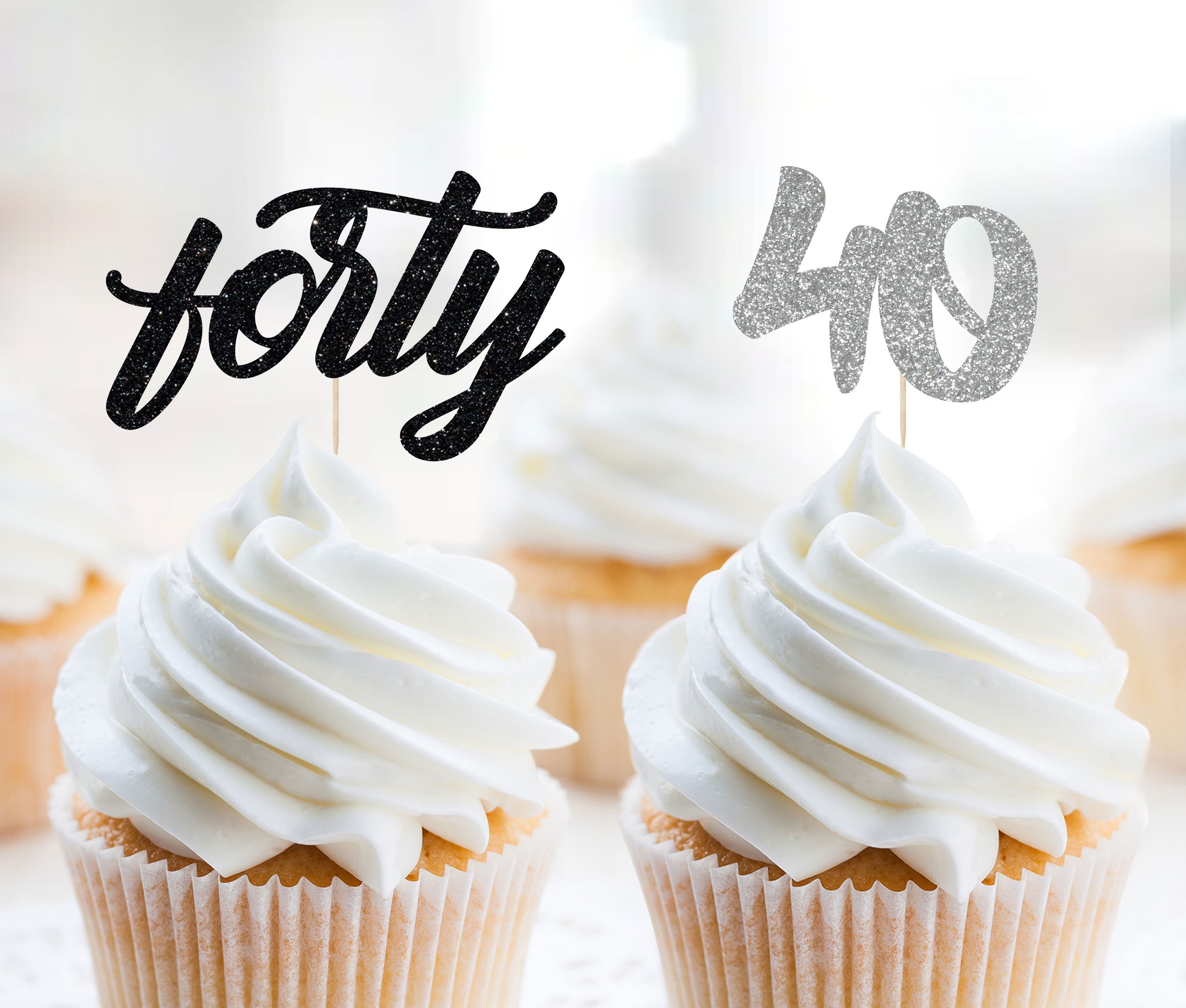 40th Birthday Cupcake Toppers 40 Toppers 40 and Fabulous - Etsy