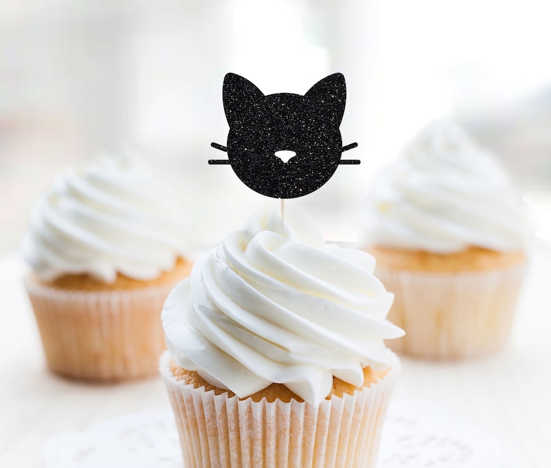 Cat Cupcake Topper Kitten Cupcake Topper Black Cat - Etsy