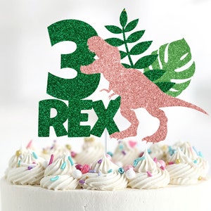 3 Rex Cake Topper, Dinosaur Cake Topper, 2 Rex Cake Topper, T-rex Cake ...