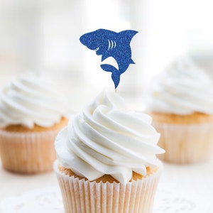 Shark Cupcake Topper Set, Under the Sea Cupcake Toppers, Shark Fin ...