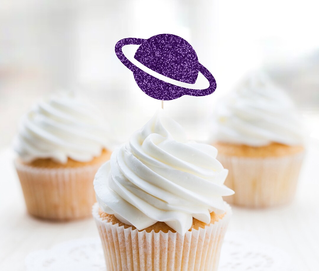 Saturn Cupcake Topper, Two the Moon, Space Cupcake Toppers, Planets ...