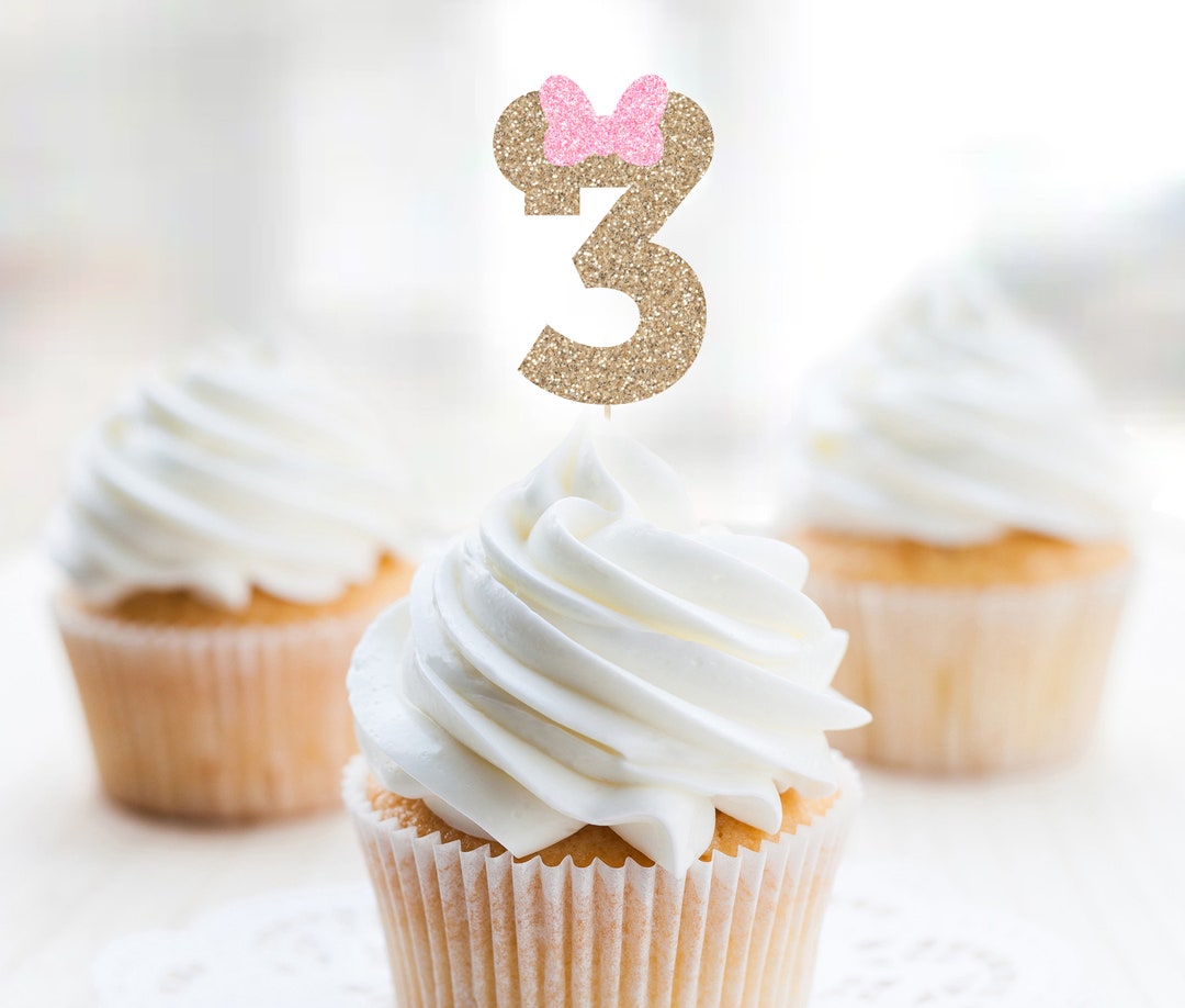Mouse Ears 3 Cupcake Topper, Mouse Third Birthday, Mouse 3rd Birthday ...