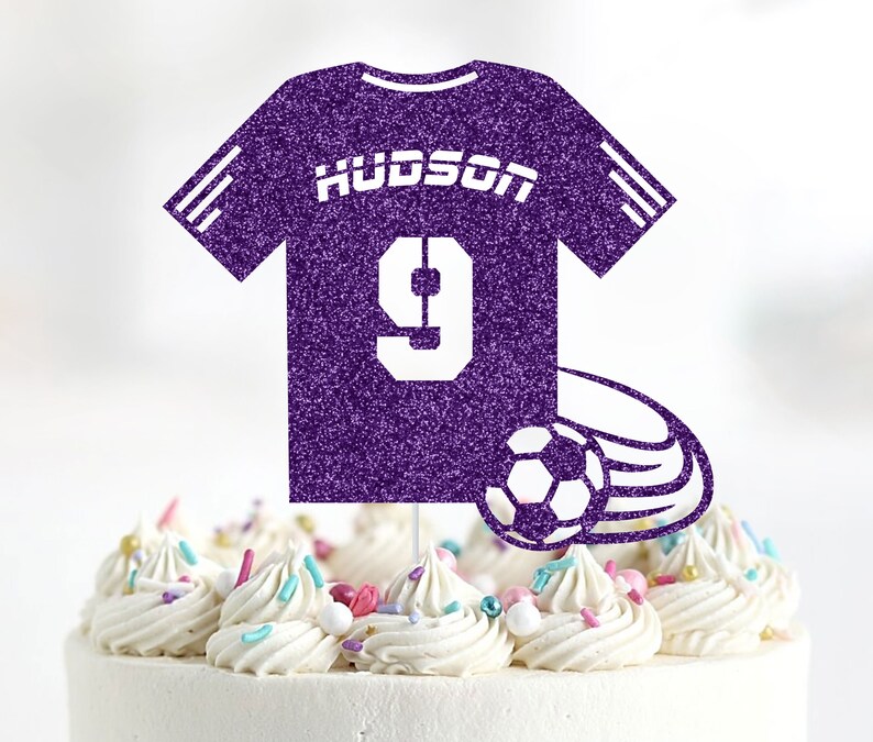 Personalized Soccer Jersey Glitter Cake Topper, Sports Birthday Party ...