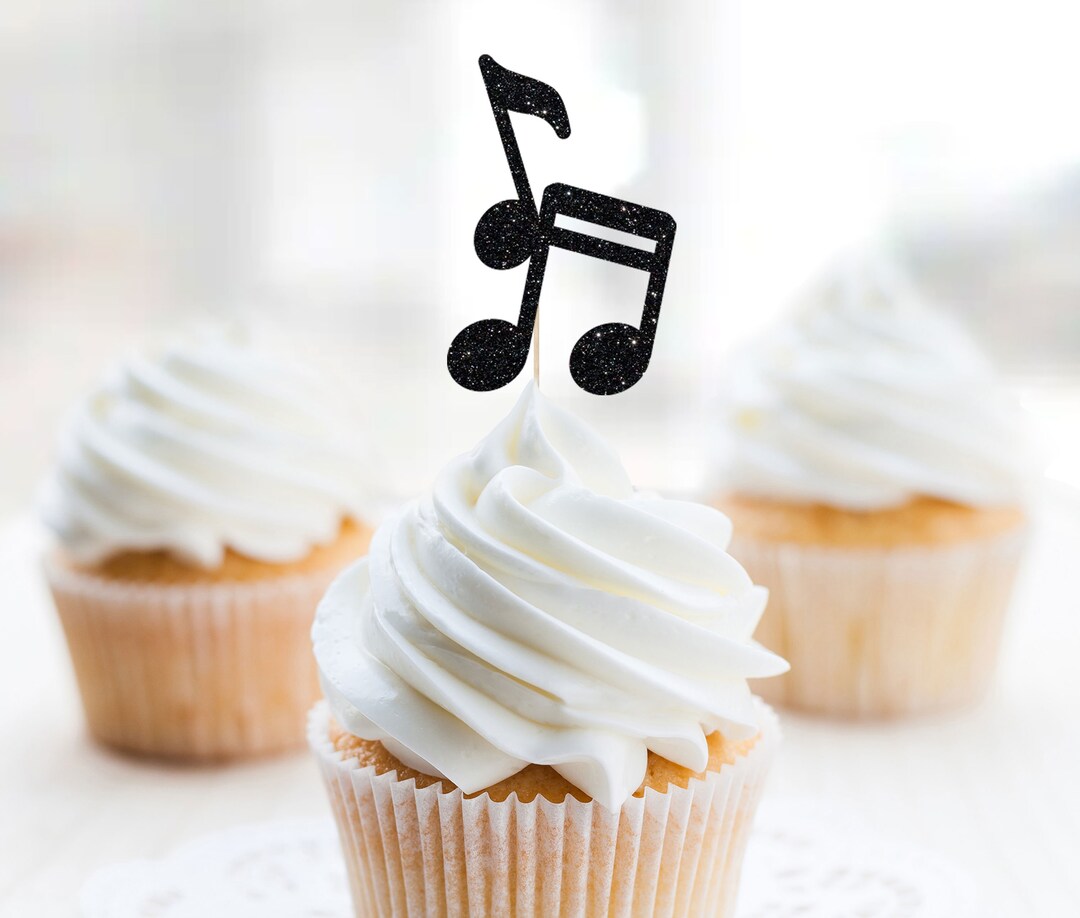 Music Note Cupcake Toppers, Rock and Roll Cupcake Toppers, Music Themed ...