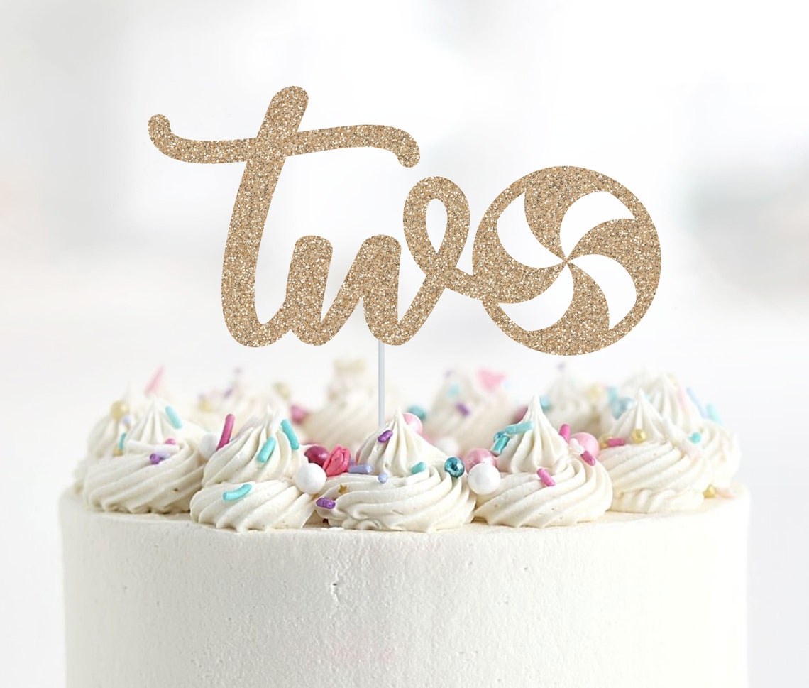 Two Sweet Cake Topper, Red Glitter Candy, 2nd Birthday - Etsy