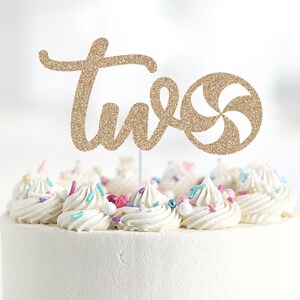 Two Sweet Cake Topper, Red Glitter Candy, 2nd Birthday - Etsy
