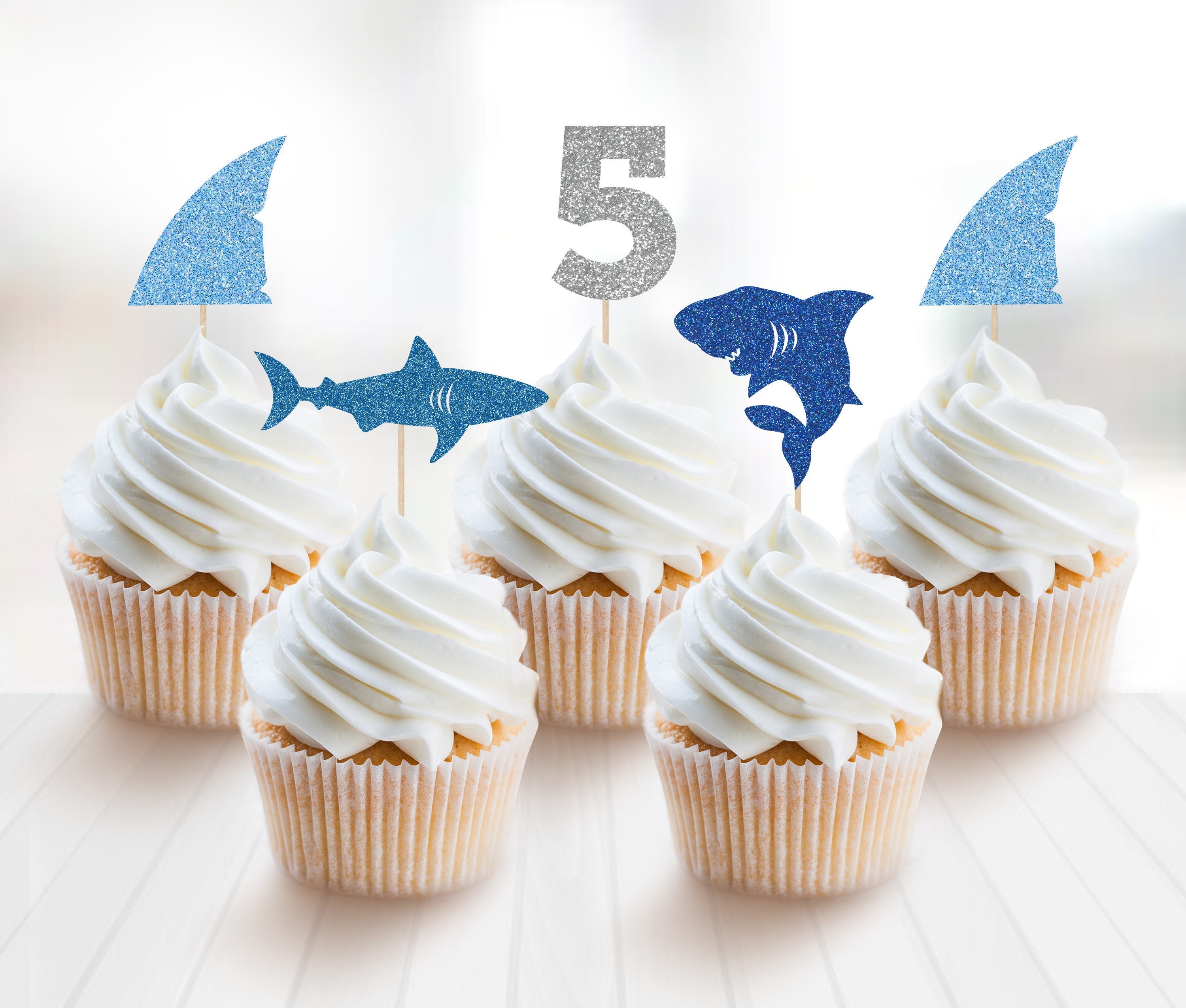 Shark Cupcake Topper Set Under the Sea Cupcake Toppers Shark - Etsy Canada