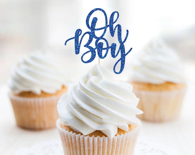 Oh Boy Cupcake Toppers, Boy Baby Shower Cupcake Toppers, It's A Boy ...
