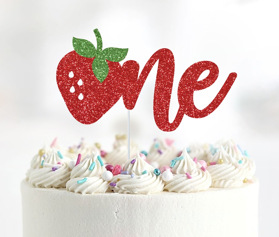 Berry First Birthday Cake Topper, Berry ONE Cake Topper, Strawberry 1st ...