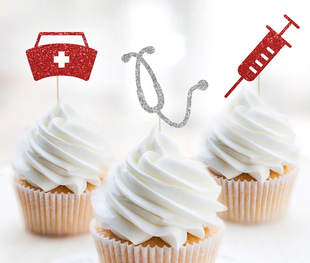 Nurse Cupcake Topper Set, Nurse Graduation Cupcake Topper, RN Cupcake ...