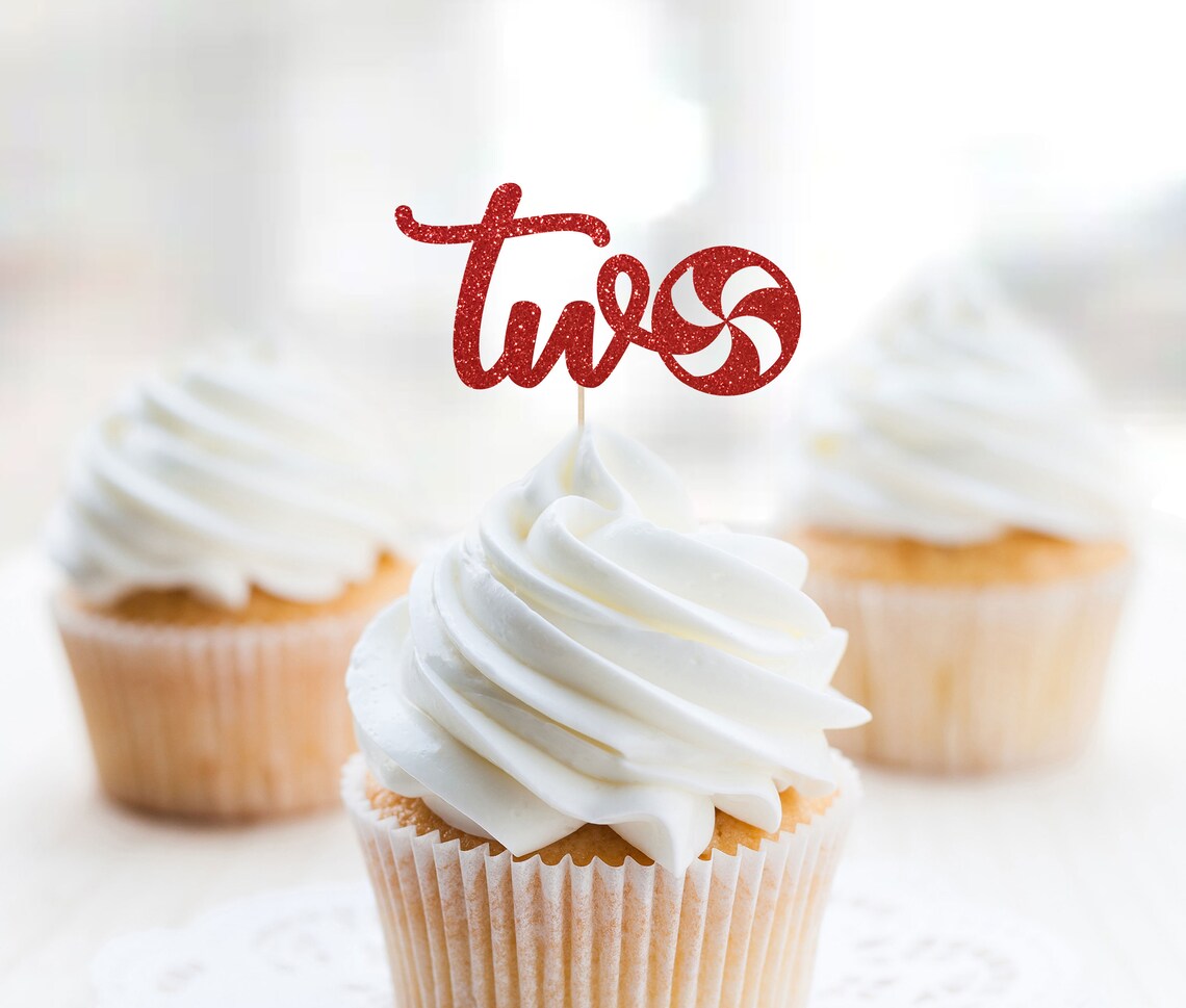 Two Sweet Cake Topper, Red Glitter Candy, 2nd Birthday - Etsy